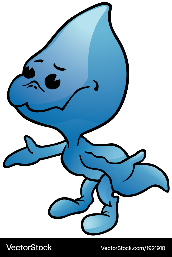 Cute Water Drop Cartoon Character Royalty Free Vector Image