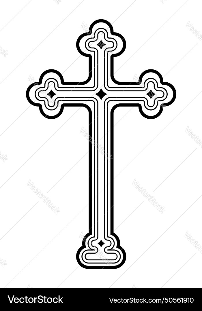 Gothic christian cross icon symbol flat Royalty Free Vector