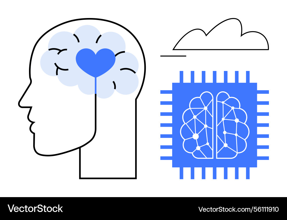 Human brain and artificial intelligence Royalty Free Vector