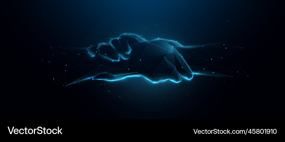 Low poly wireframe connected hands handshake Vector Image