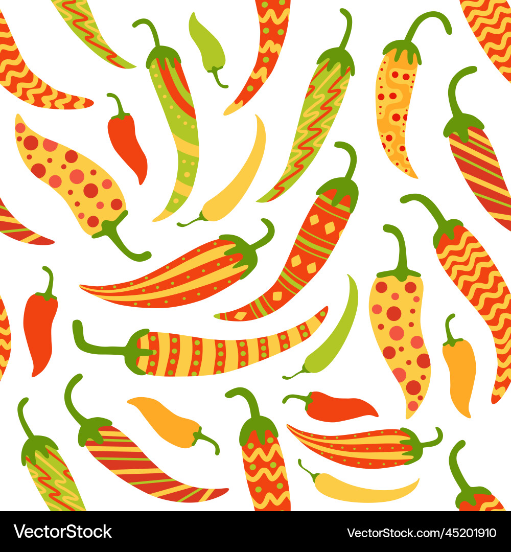 Spicy chilli pepper cooking chili pattern Vector Image