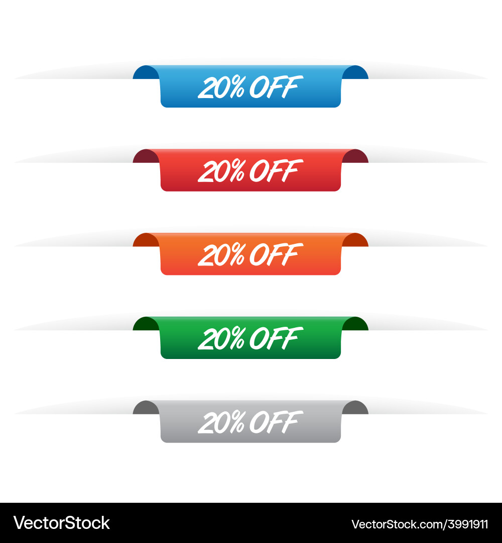 20 percent off paper tag labels Royalty Free Vector Image