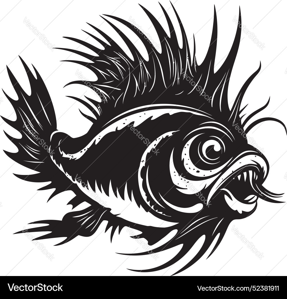 Abyssal assassin angular anglerfish art Royalty Free Vector