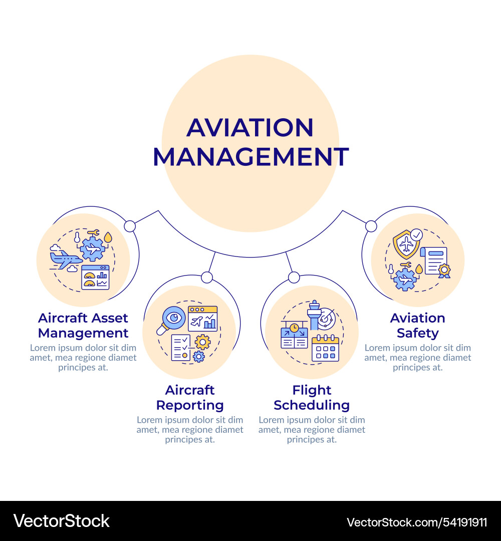 Aviation management organization circular diagram Vector Image