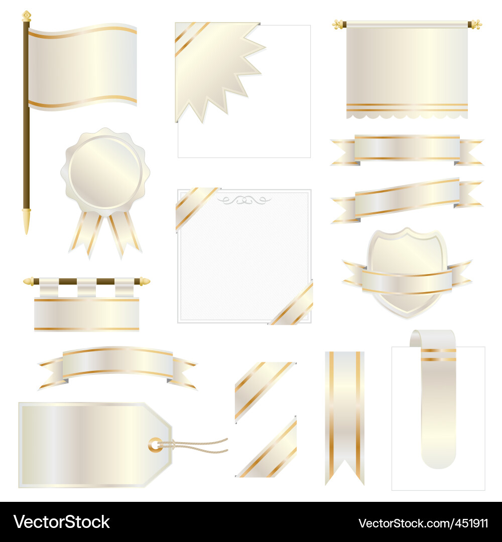 Gold flags and ribbons Royalty Free Vector Image