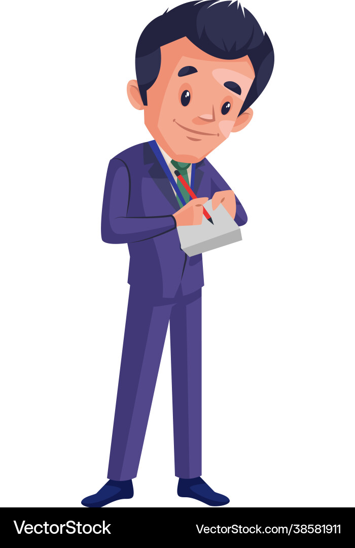 Journalist boy cartoon character Royalty Free Vector Image