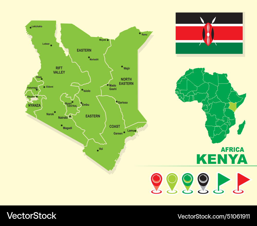Kenya map Royalty Free Vector Image - VectorStock