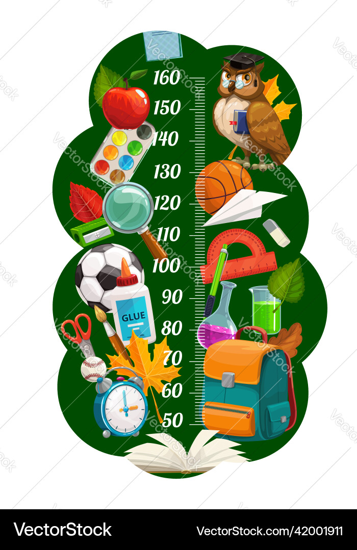 Kids Height Chart with Growth Meter Royalty Free Vector