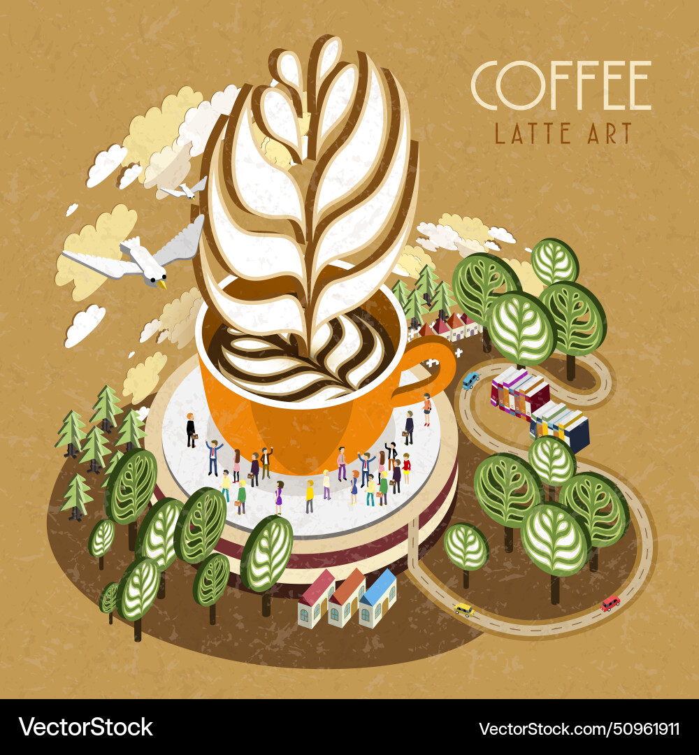 Latte art concept Royalty Free Vector Image - VectorStock