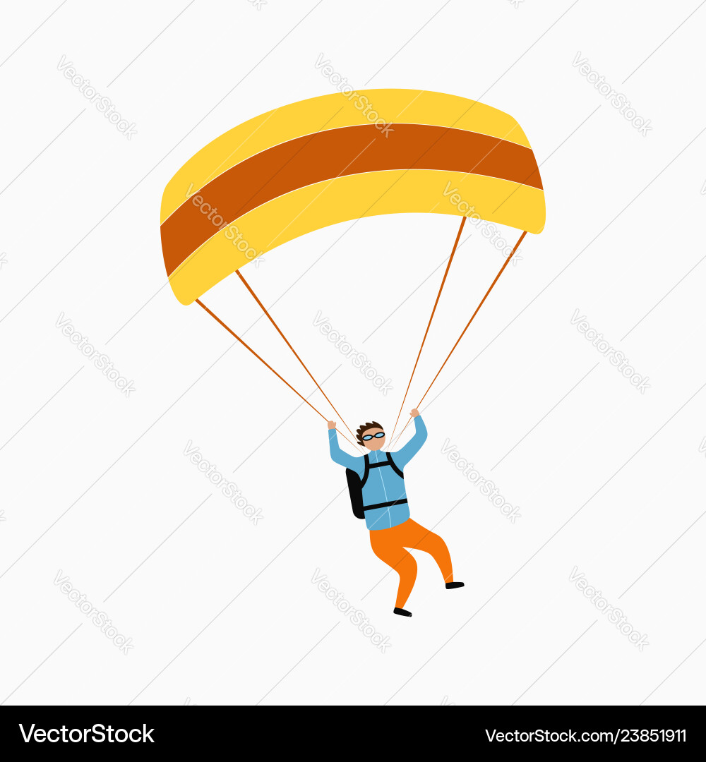 Skydiver flying with parachute skydiving Vector Image