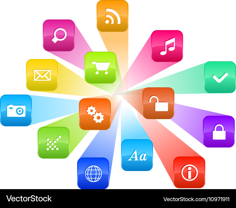 Software concept - cloud of colorful program icons