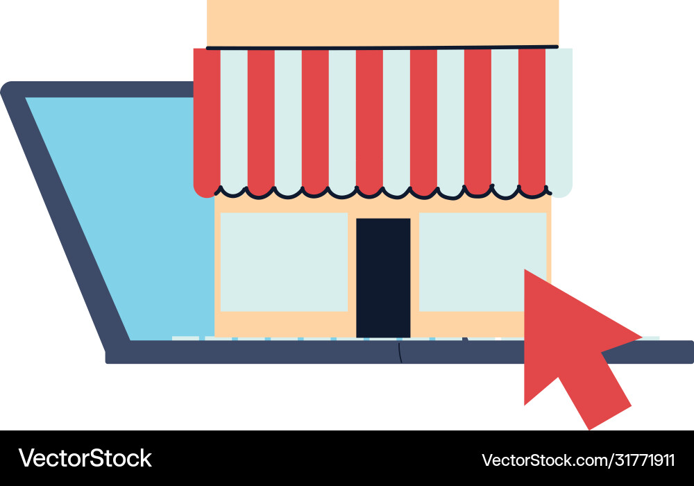 Stores with location on screen Royalty Free Vector Image