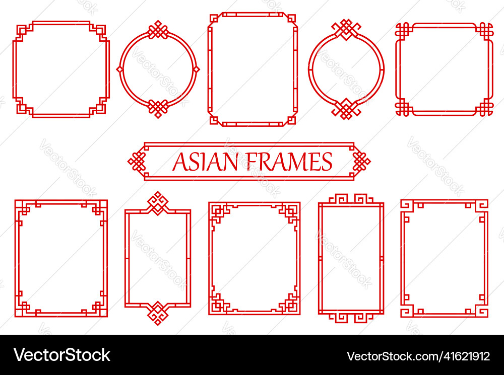 Asian Red Frame Borders Royalty Free Vector Image