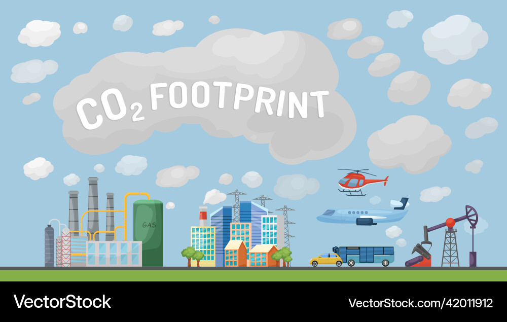 Carbon footprint landscape banner poster Vector Image
