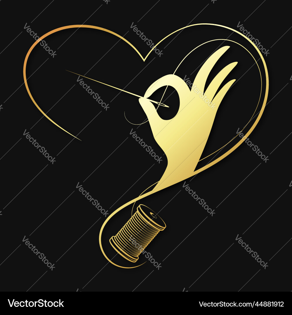 Heart Needle & Thread Symbol Royalty Free Vector Image