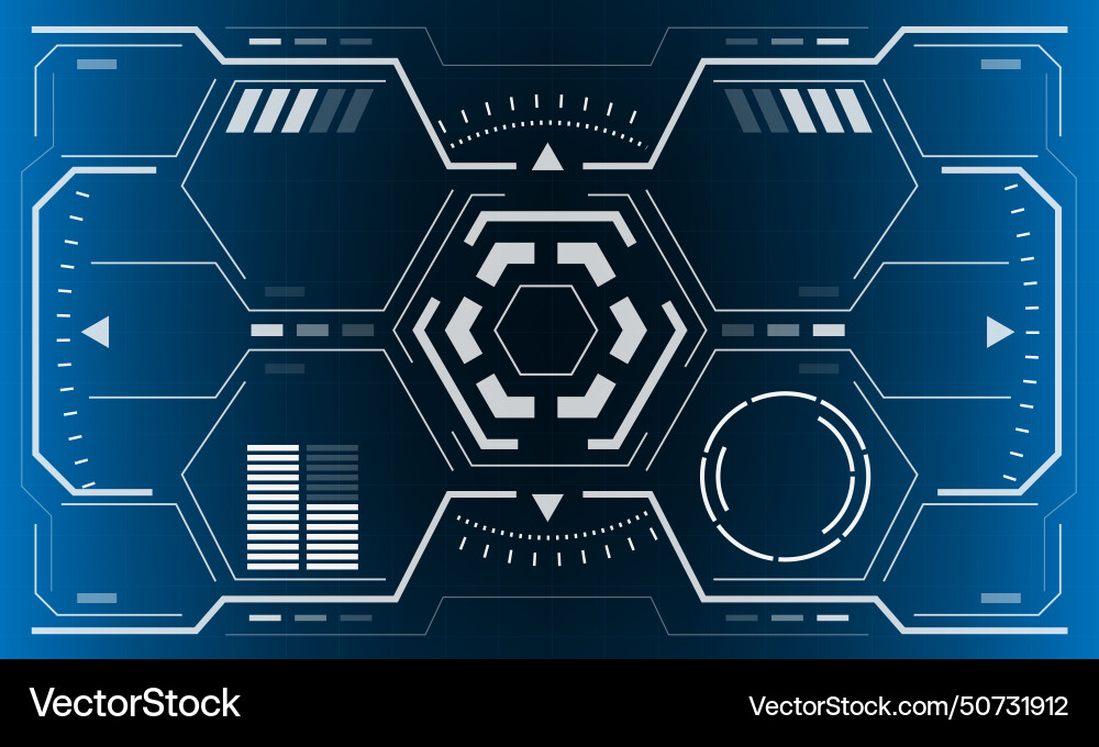 Hud sci-fi interface screen view white hexagon Vector Image