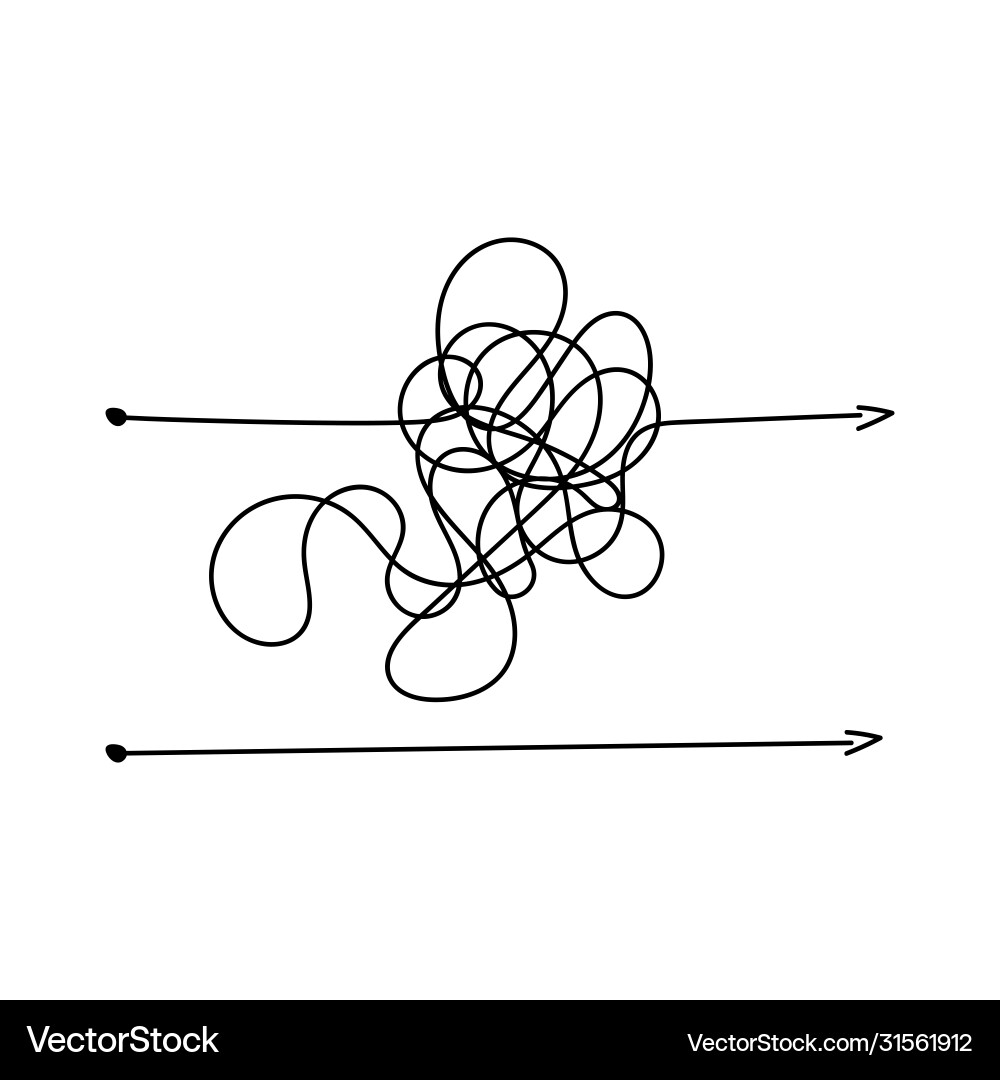Messy line like hard and easy way flat linear Vector Image
