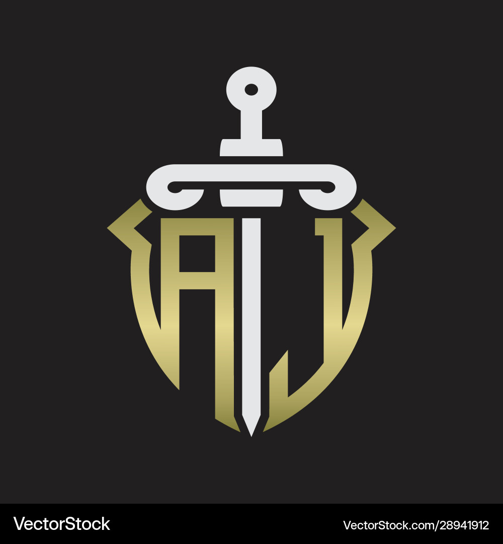 Monogram Logo: Sword & Shield Royalty Free Vector Image