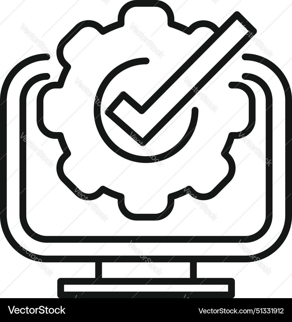 Quality assurance icon on computer screen Vector Image