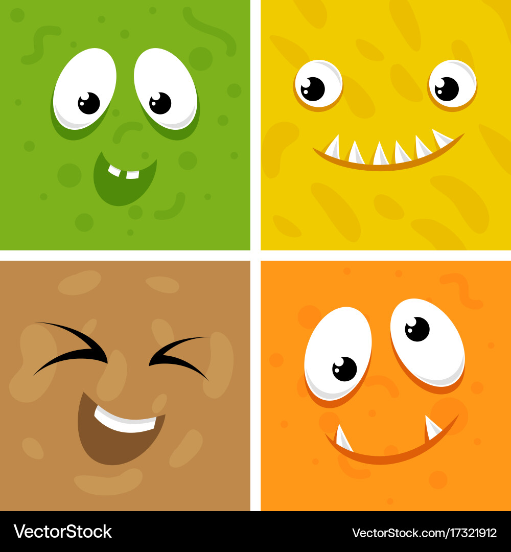 Set of cartoon monster faces Royalty Free Vector Image