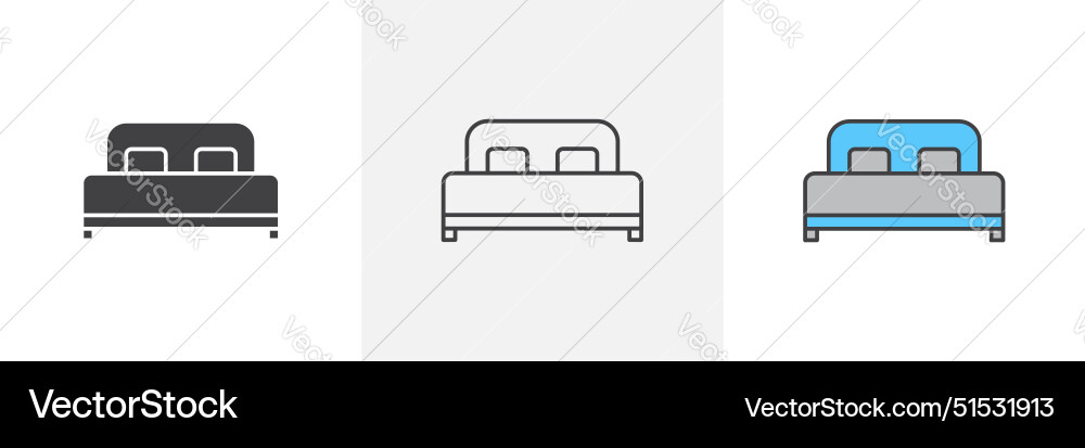 Bed icon set bedroom or hotel double symbol Vector Image