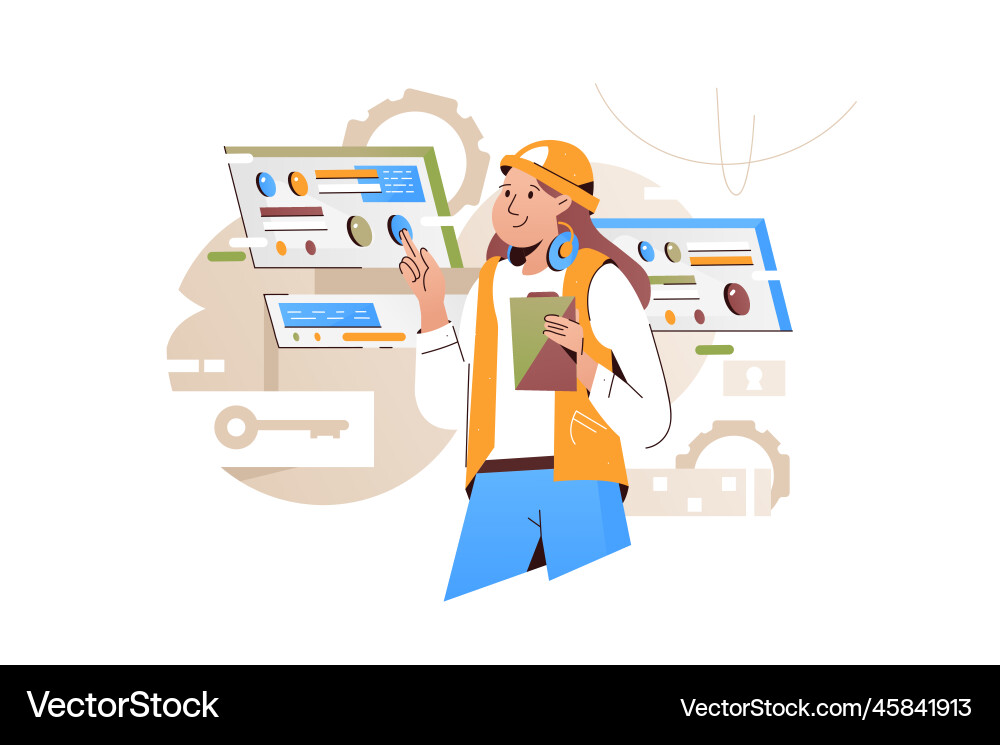 Construction site woman Royalty Free Vector Image