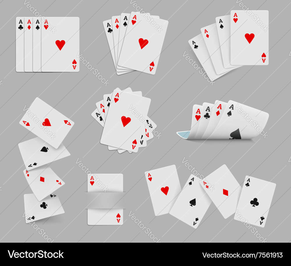 Four aces playing cards set Royalty Free Vector Image