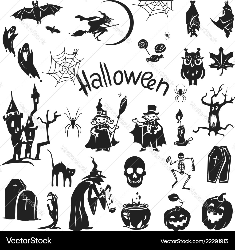 Halloween icon set simple style Royalty Free Vector Image