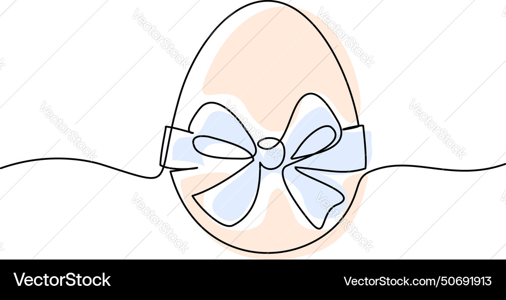 Happy easter card egg doodle with bow cute hand Vector Image