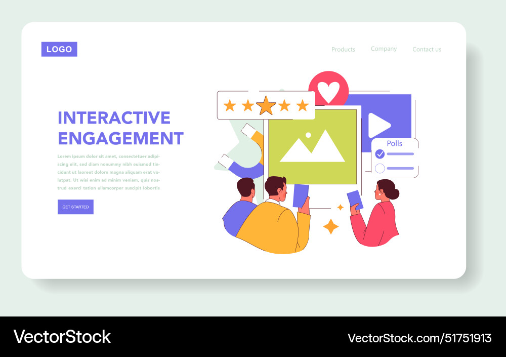 Interactive engagement flat Royalty Free Vector Image