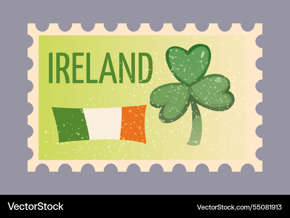 Ireland stamp with shamrock Royalty Free Vector Image