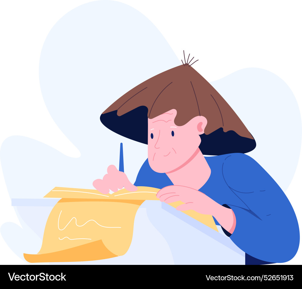 Monk writing Royalty Free Vector Image - VectorStock
