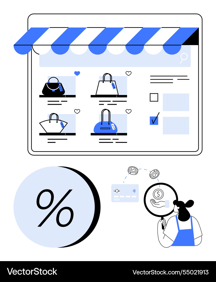 Online shopping interface with discount offer Vector Image