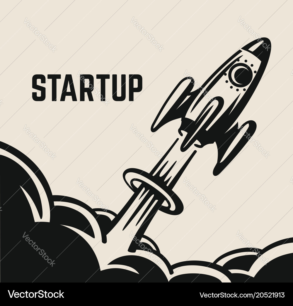 Rocket Launch Startup Royalty Free Vector Image