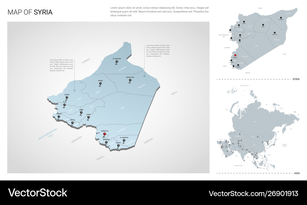 Set syria country isometric 3d map Royalty Free Vector Image