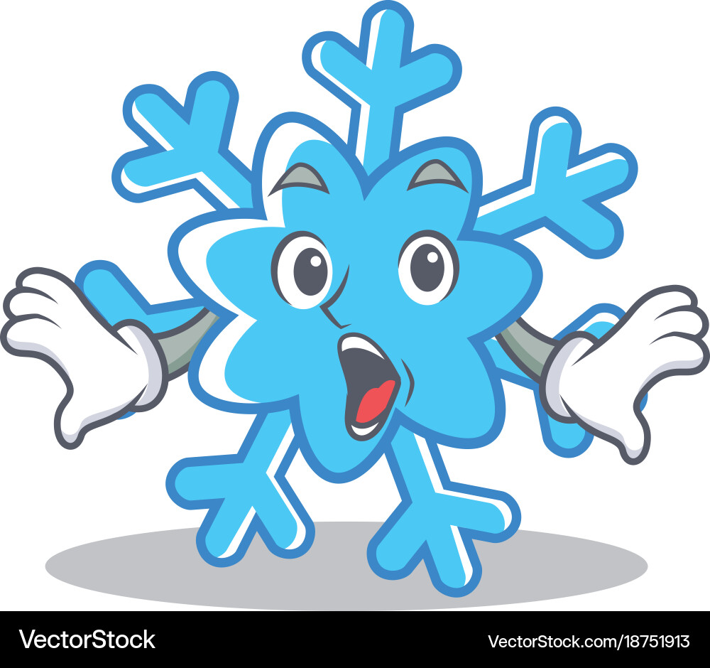 Surprised snowflake character cartoon style Vector Image