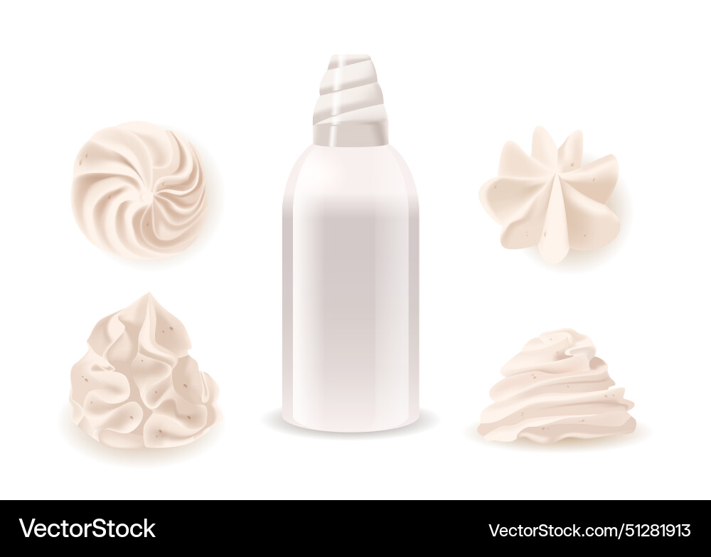 Verschiedene Schlagsahne Designs und Spender Vektorbild