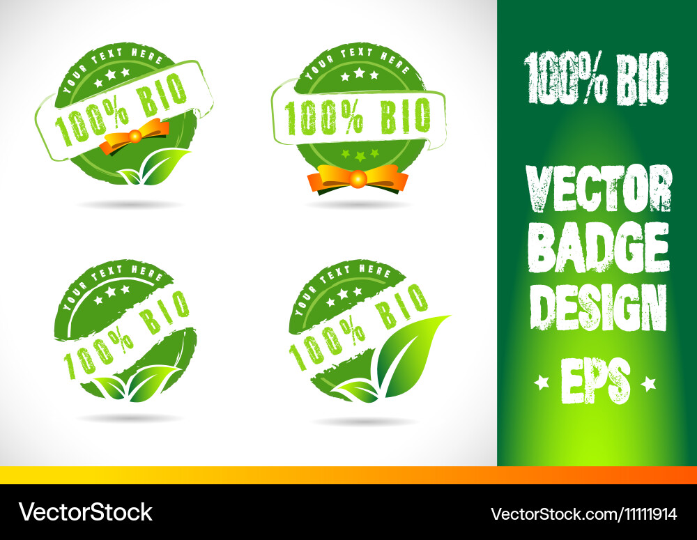 100 bio badge logo Royalty Free Vector Image - VectorStock