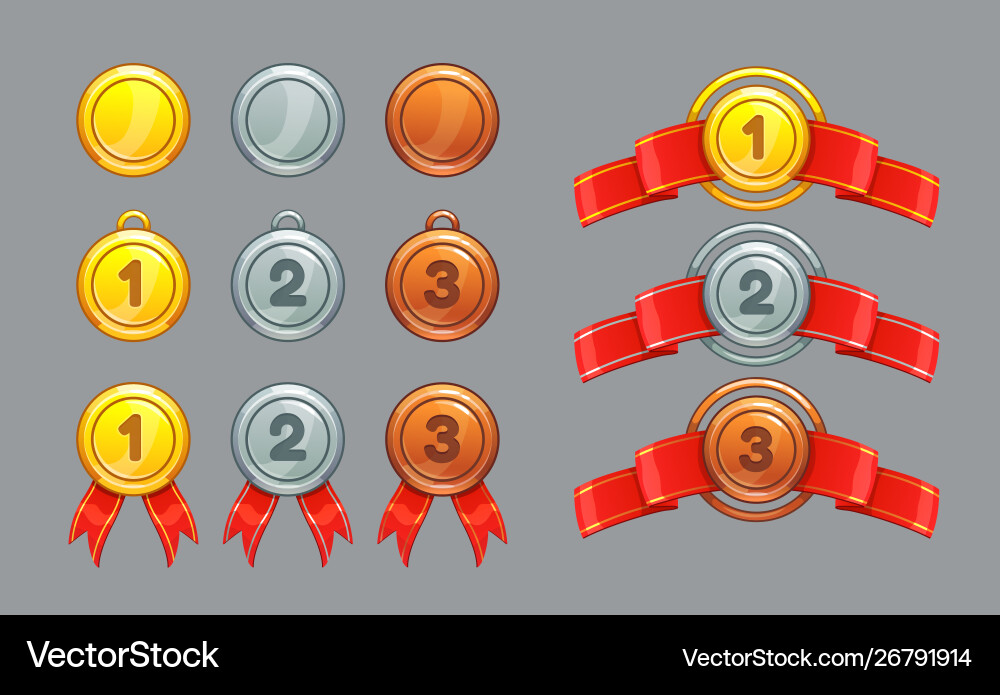 Achievement ranking gold silver bronze medals Vector Image
