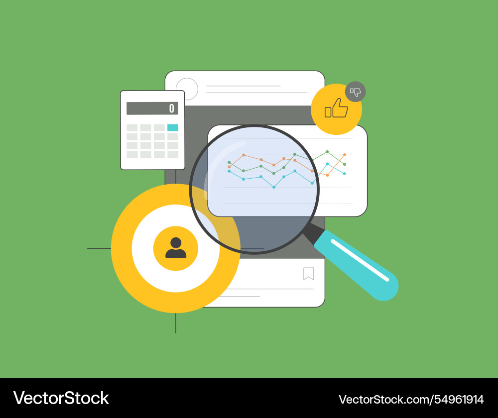 Analyzing audience metrics social media Royalty Free Vector