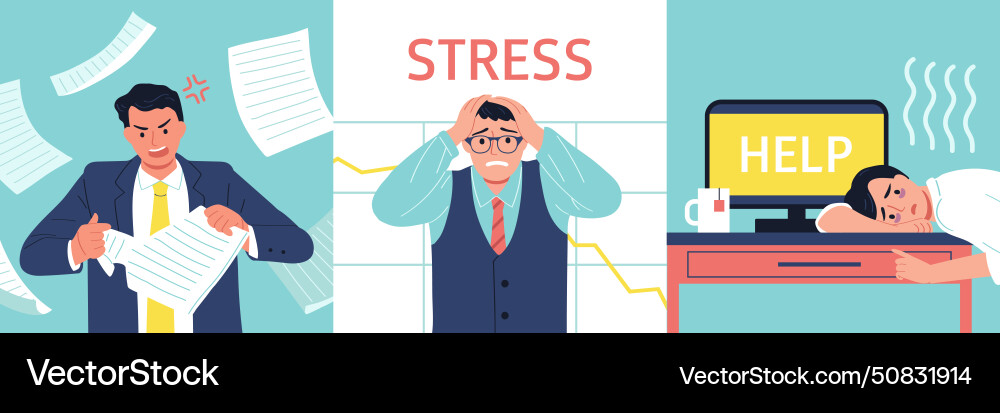 Business stress set Royalty Free Vector Image - VectorStock