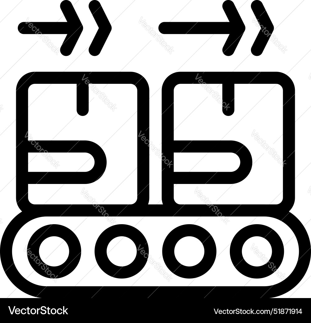 Conveyor belt moving boxes icon production line Vector Image
