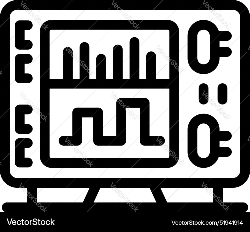 Digital oscilloscope showing waveforms Royalty Free Vector