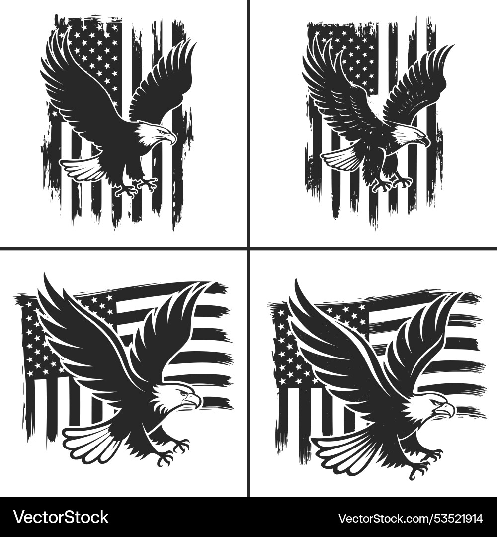 Eagle with american flag svg bundle file Vector Image