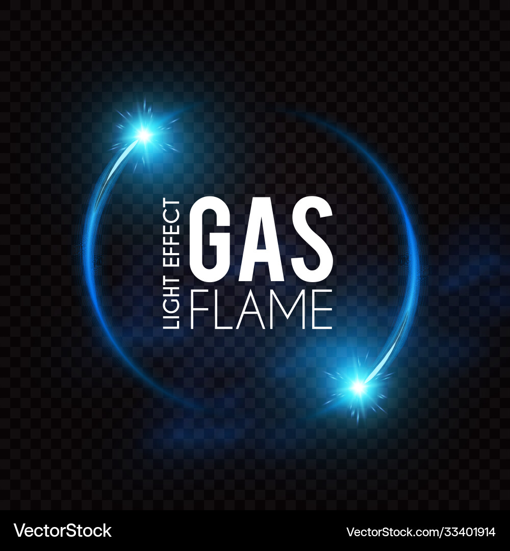 Gas flame blue fire effect neon light Royalty Free Vector