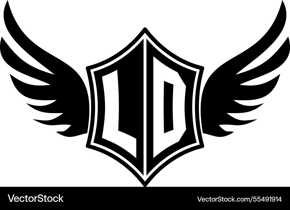Ld logo emblem with winged and shield template Vector Image