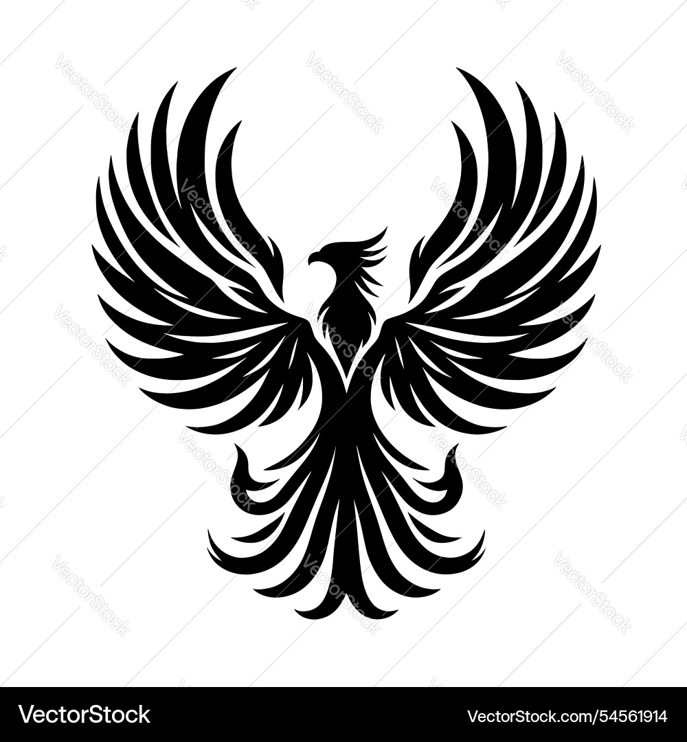 Majestic Black Phoenix Royalty Free Vector Image