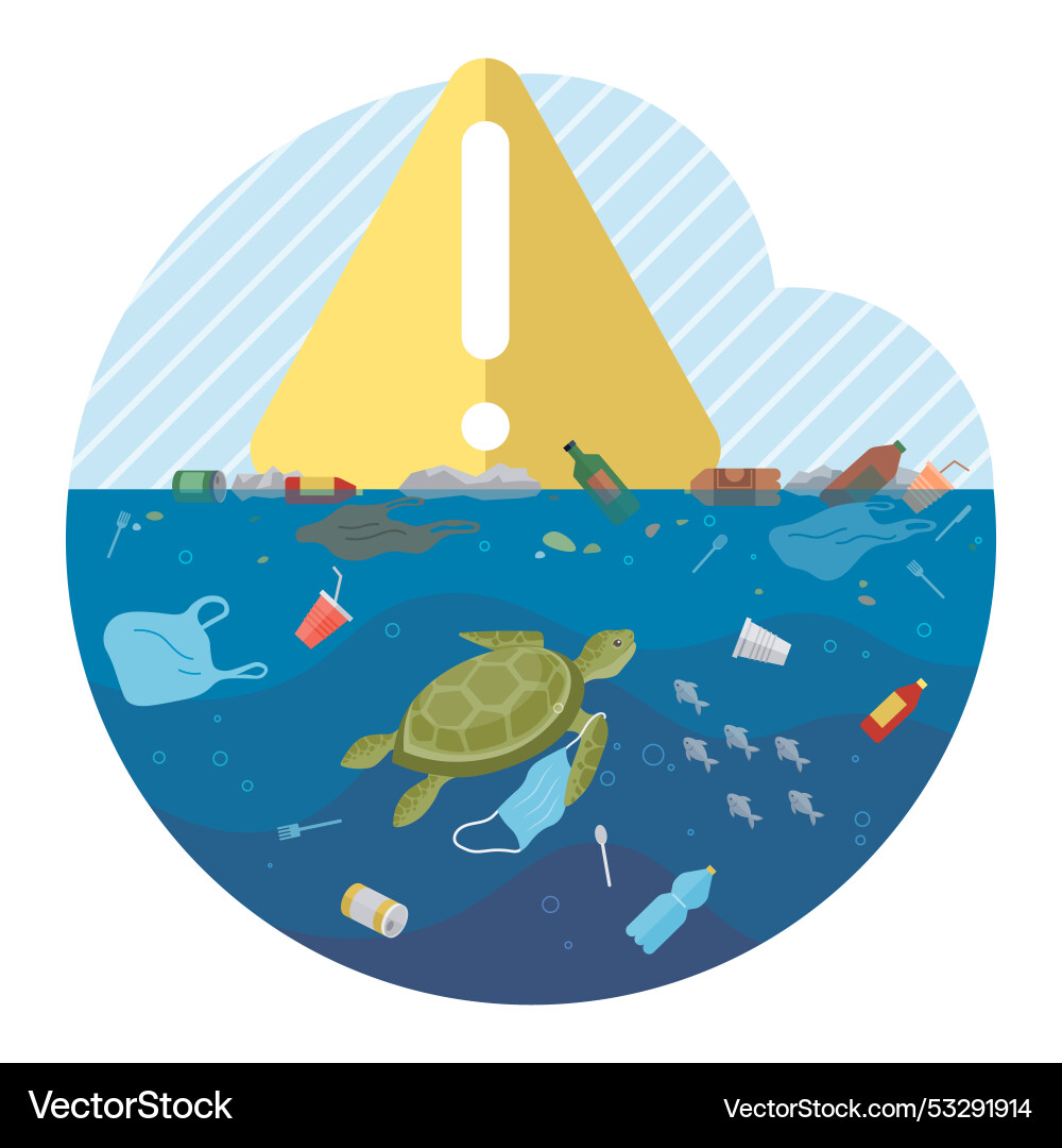 Ocean pollution the polluted seas echo urgent Vector Image