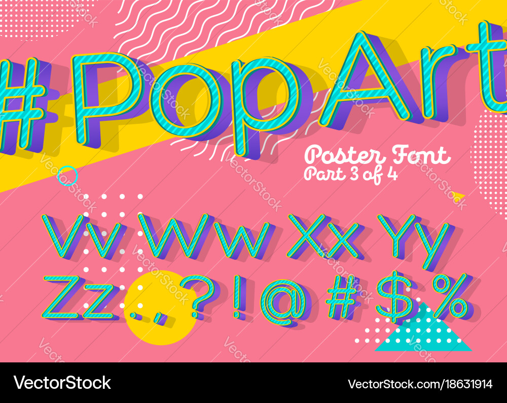 Retro Pop Art Font - Colorful & Bold Vector Image