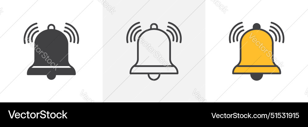 Bell ring icon set alarm notification symbol Vector Image